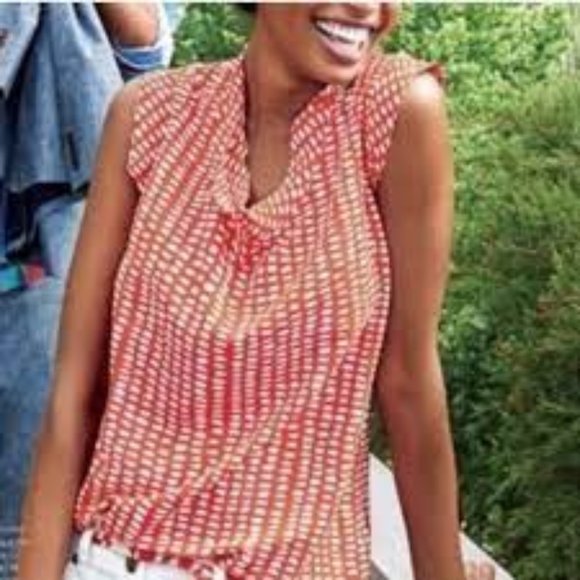 CAbi | Tops | Cabi Madeline Blouse In Orange With White Dots Size Small ...